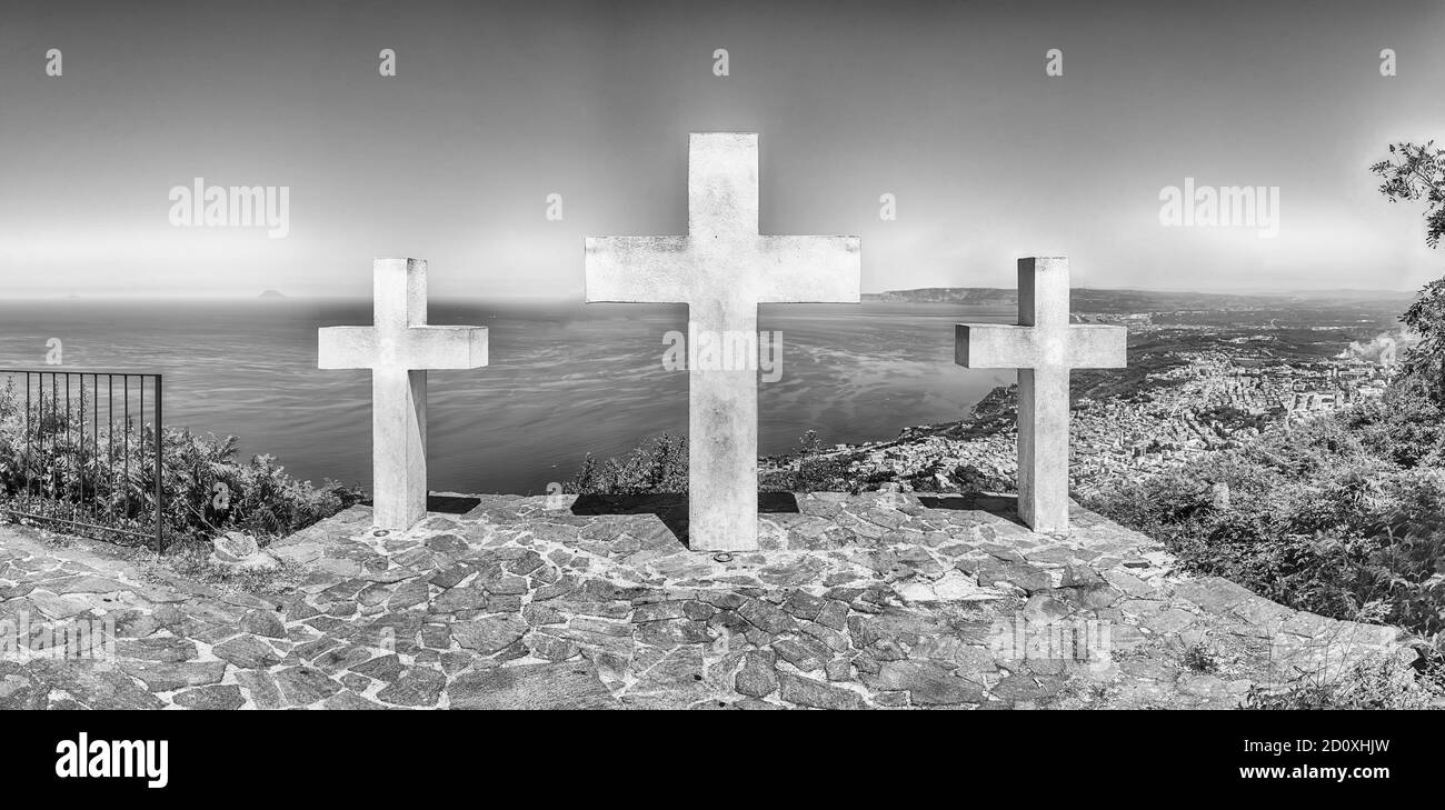 Italie calabre monasterace Banque d'images noir et blanc - Alamy