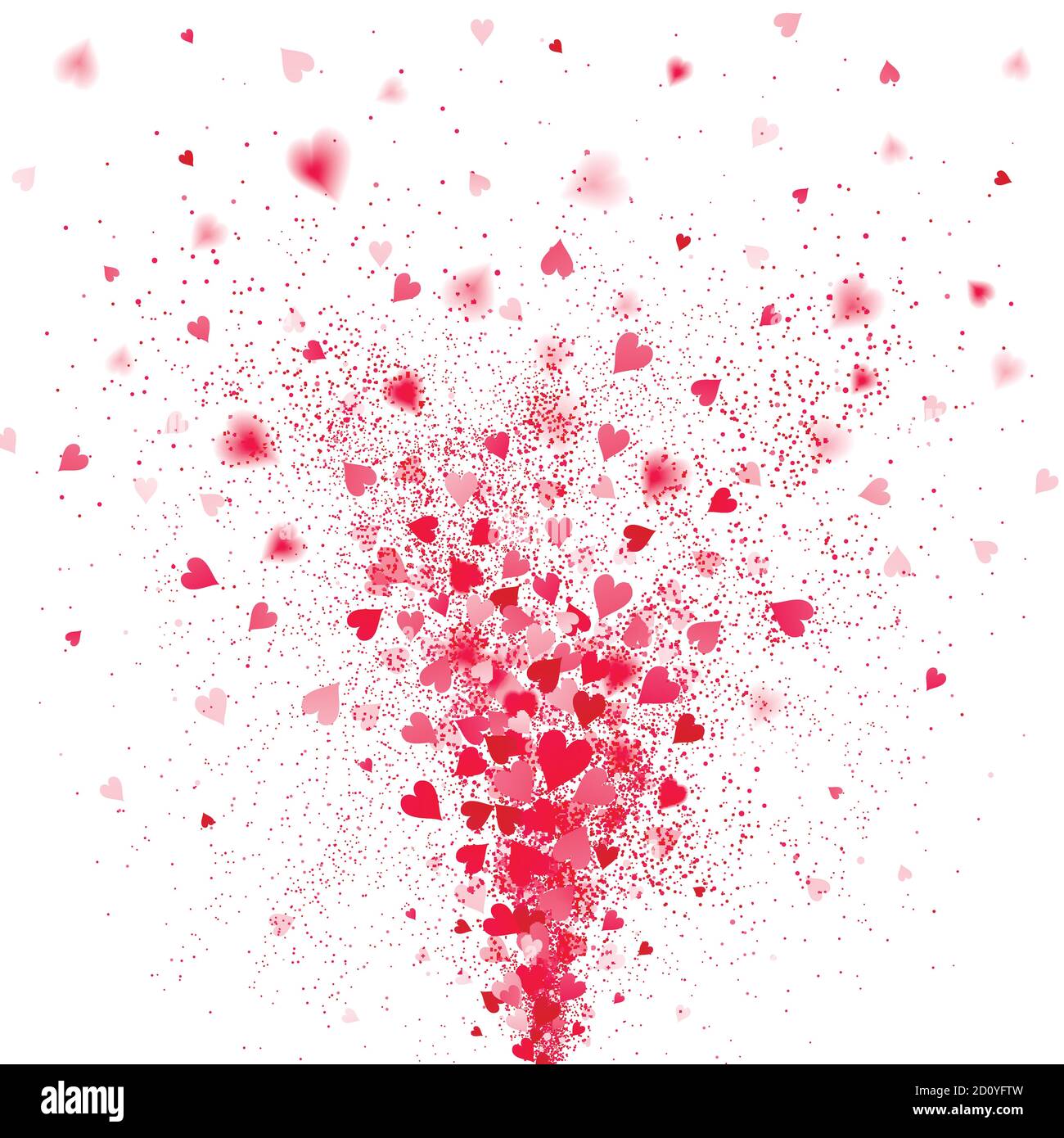 explosion de coeurs rouges confetti sur fond blanc Image Vectorielle ...