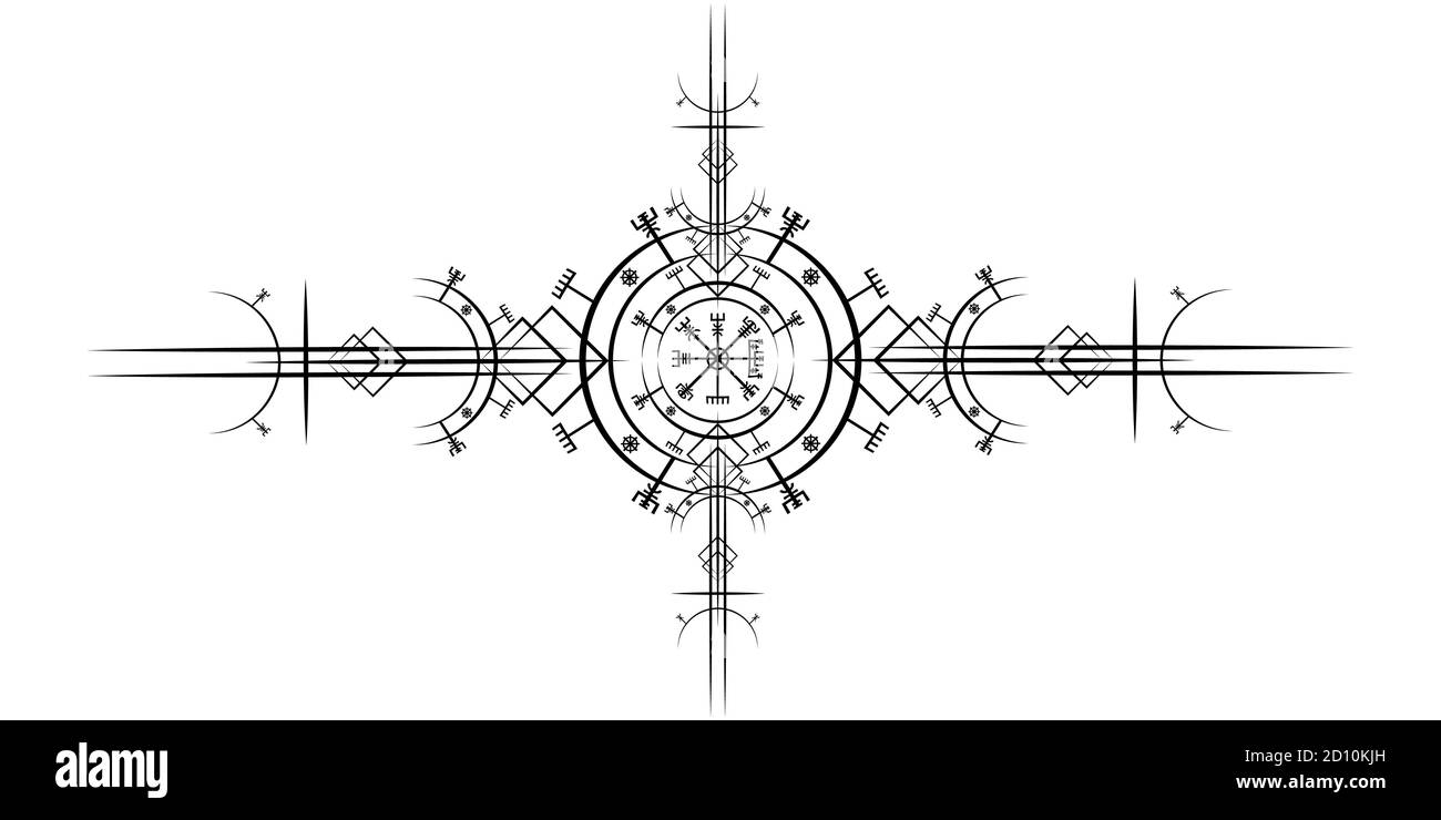 Magic Ancient viking art déco, Vegvisir magie de navigation boussole ...