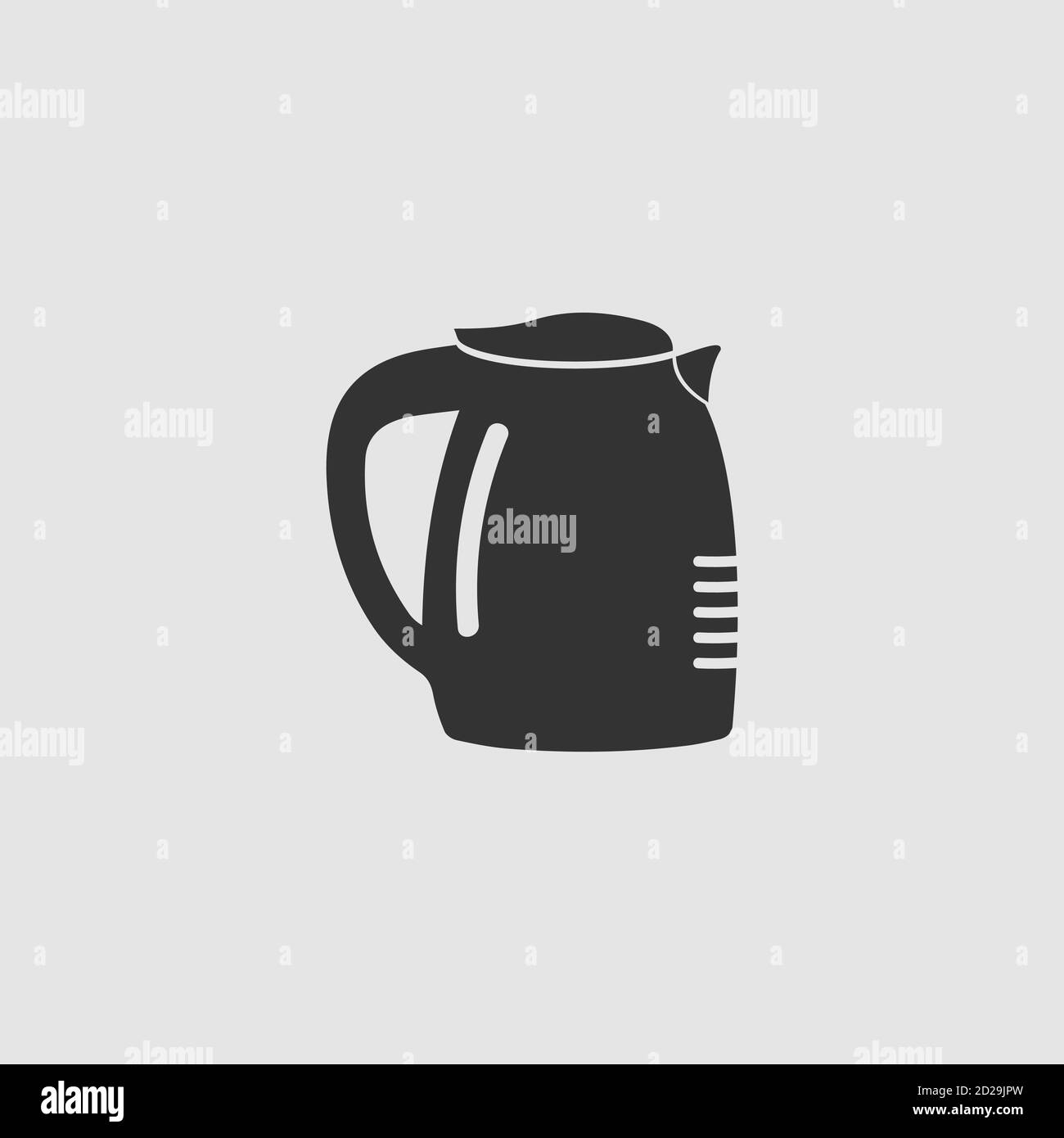 Cafetière Icon Flat. Pictogramme noir sur fond gris. Symbole d ...