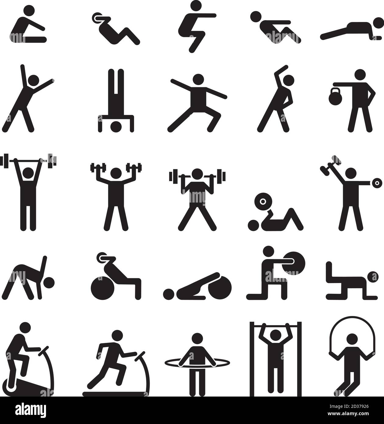 Pictogramme de fitness. Personnages faisant des exercices sport figures ...