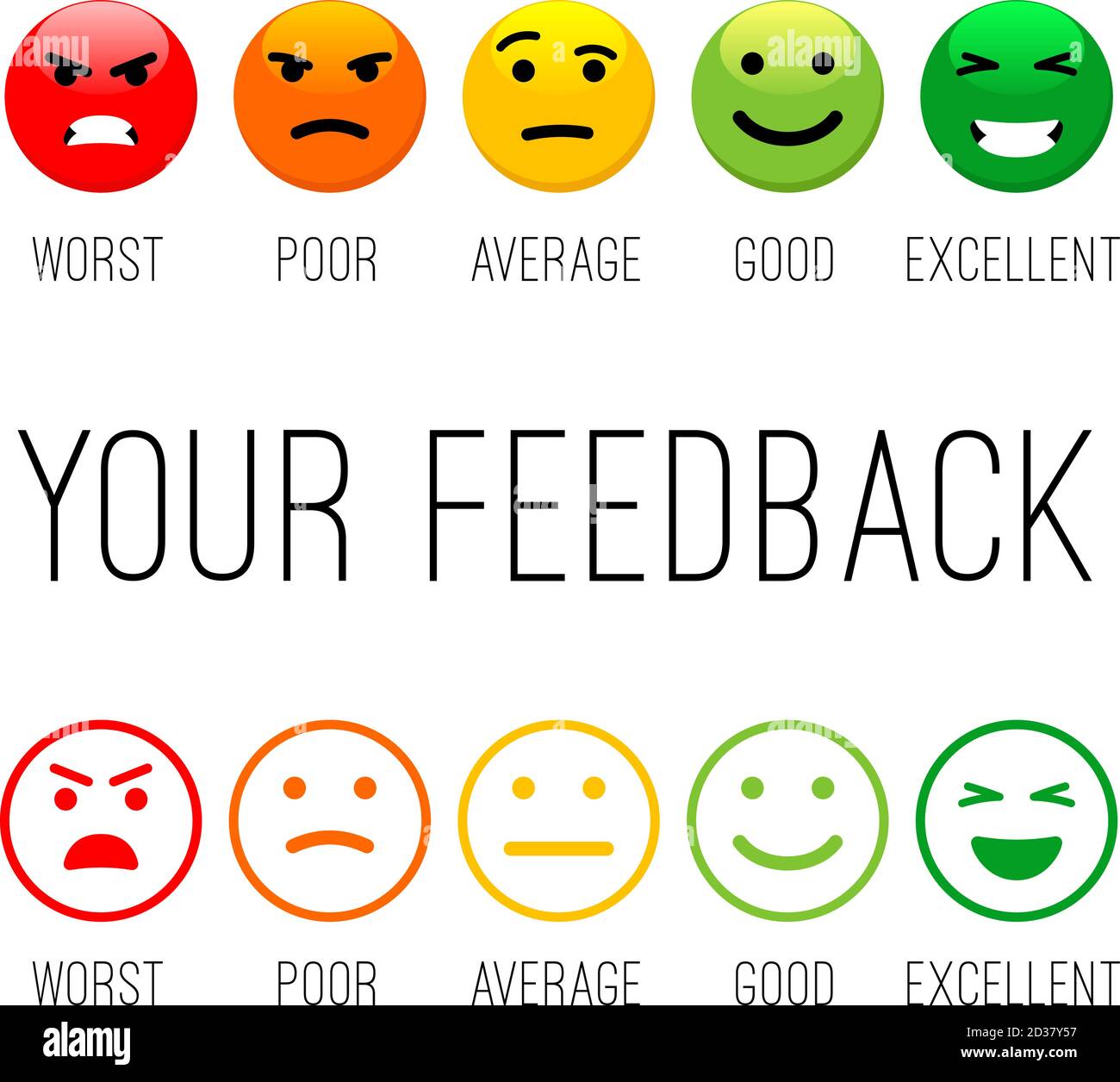 Icônes d'émotion de feedback. Colorer les signes d'émotions, dessins ...