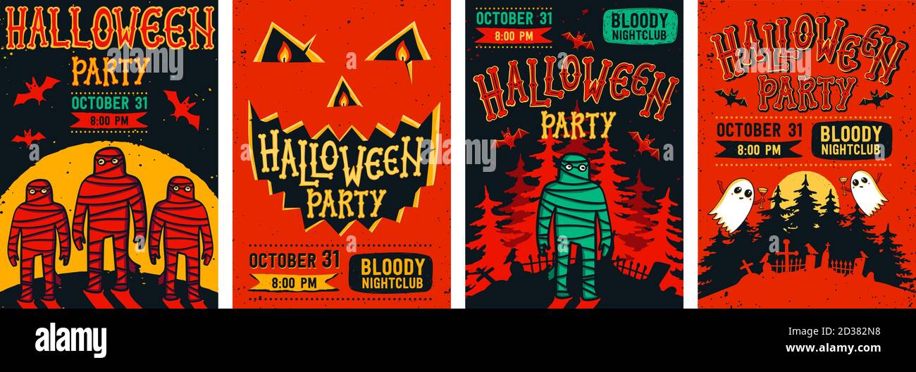 Mise en place des affiches d'Halloween. Collection vectorielle d ...