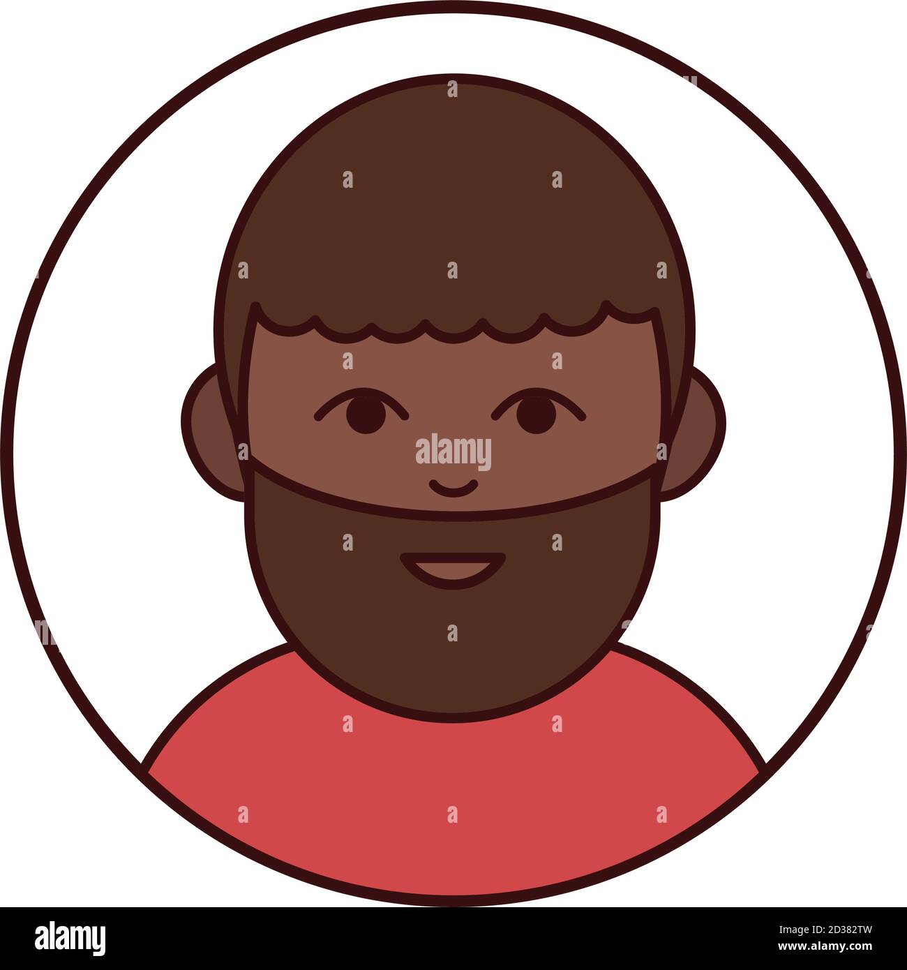 afro-américain barbu homme portrait dessin animé, ligne ronde icône ...