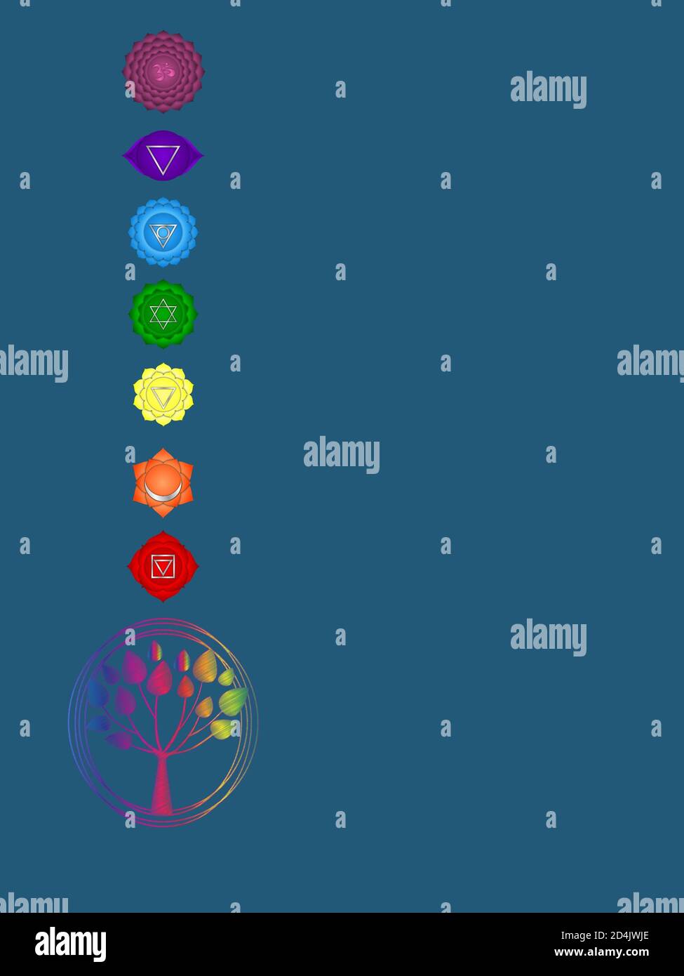 Arrière-plan spirituel avec chakras, silhouette humaine et géométrie ...