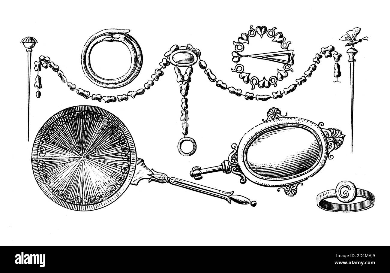 Illustration antique d'objets romains. Publié dans Systematischer ...
