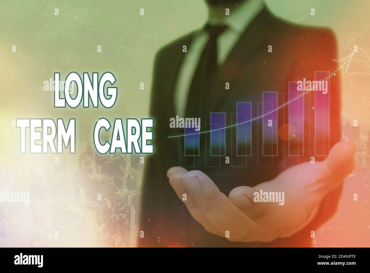 Écriture manuscrite conceptuelle montrant les soins de longue durée ...