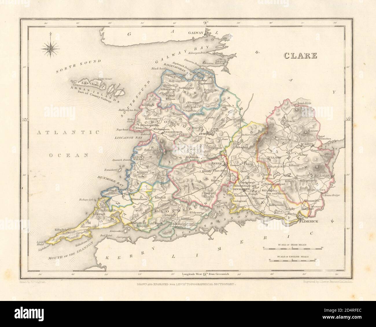 County clare antique county map Banque de photographies et d’images à ...