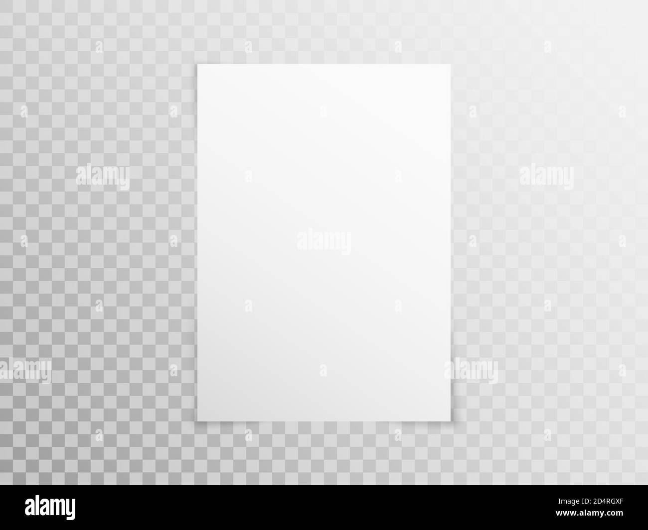 Feuille de papier vierge sur fond transparent. Maquette A4 vide ...