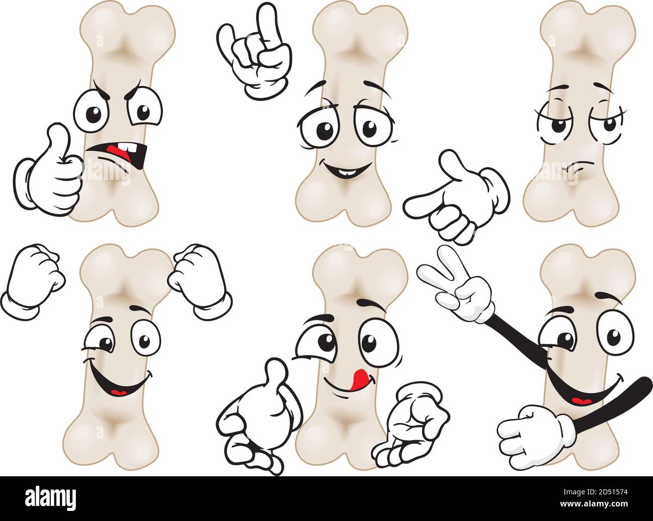 Ensemble de vecteurs de dessin d'os dans différentes situations ...
