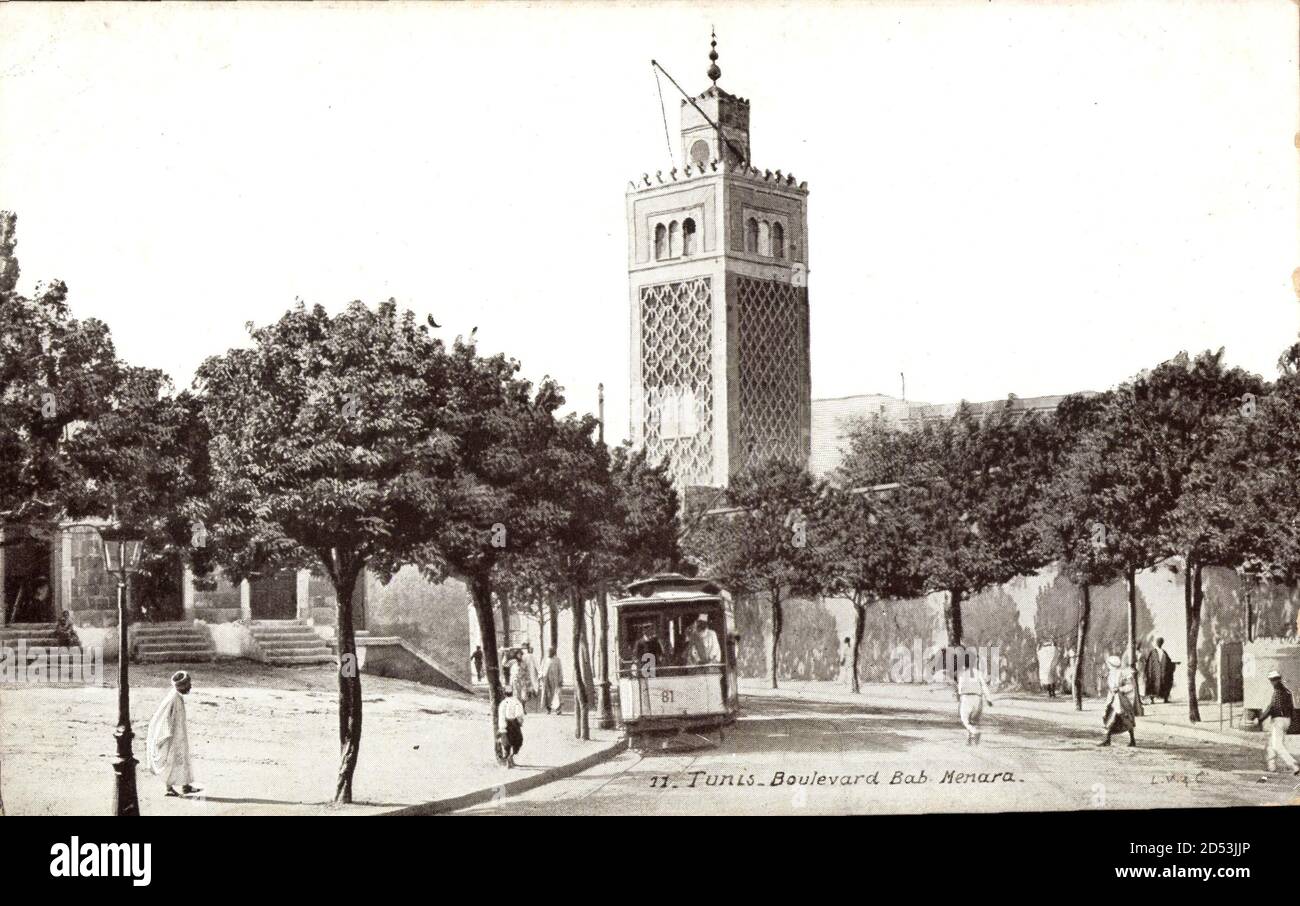 Tunis Tunesien, Boulevard Bab Menara, Straßenbahn | utilisation dans le ...