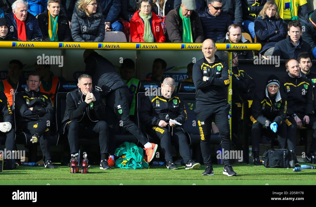 Le directeur de la ville de norwich alex neil sur la ligne de touche ...