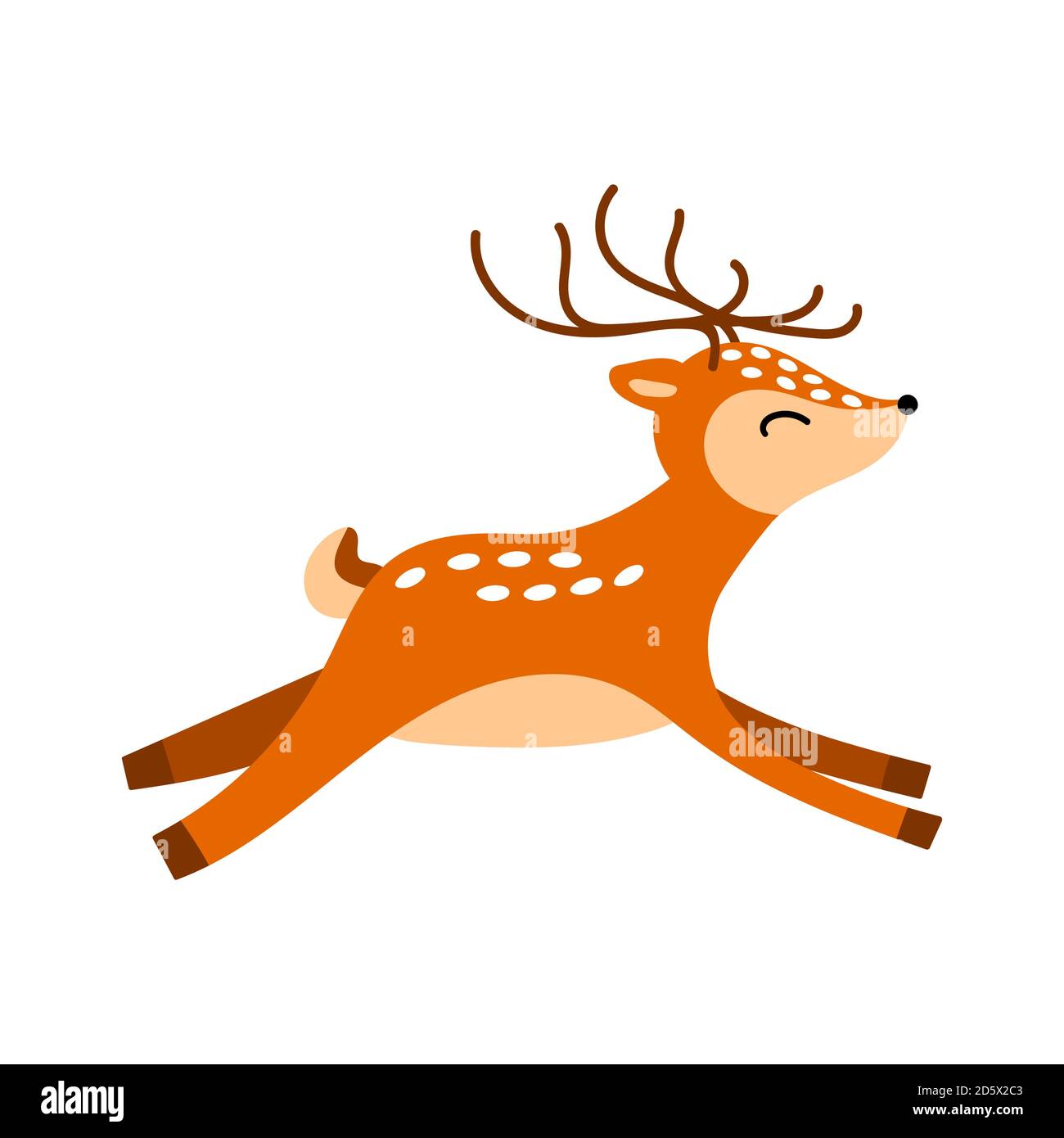 Joli dessin animé cerf. Drôle de caractère boisé isolé sur fond blanc ...