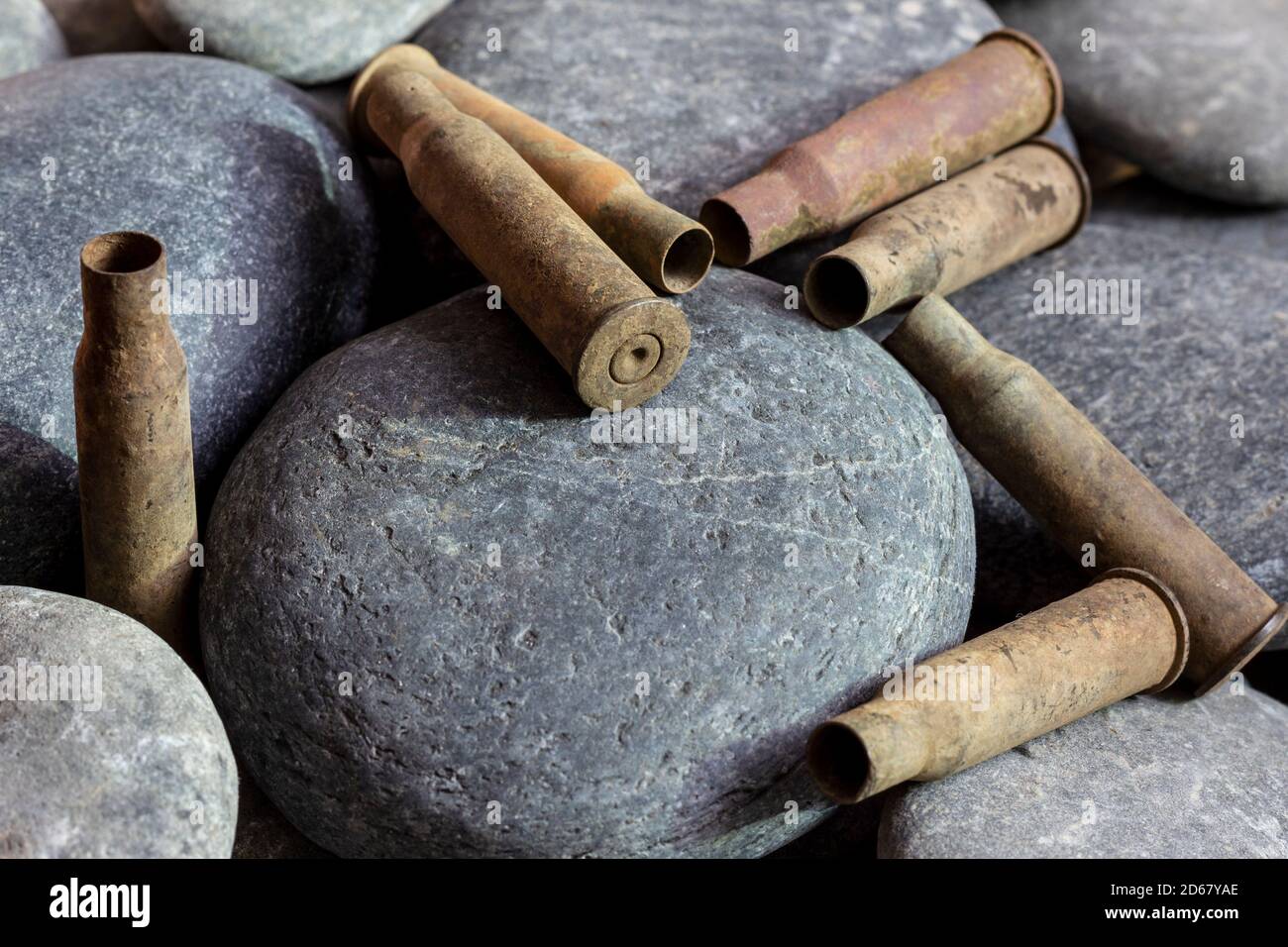 Excavations de cartouches usagées du fusil Mosin de la première Guerre ...