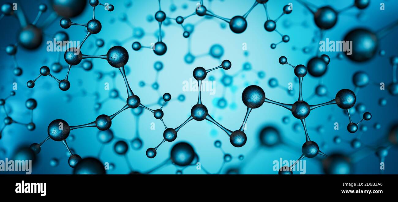 Fond de structure de molécule bleu. Cellules et chaîne biologique ...