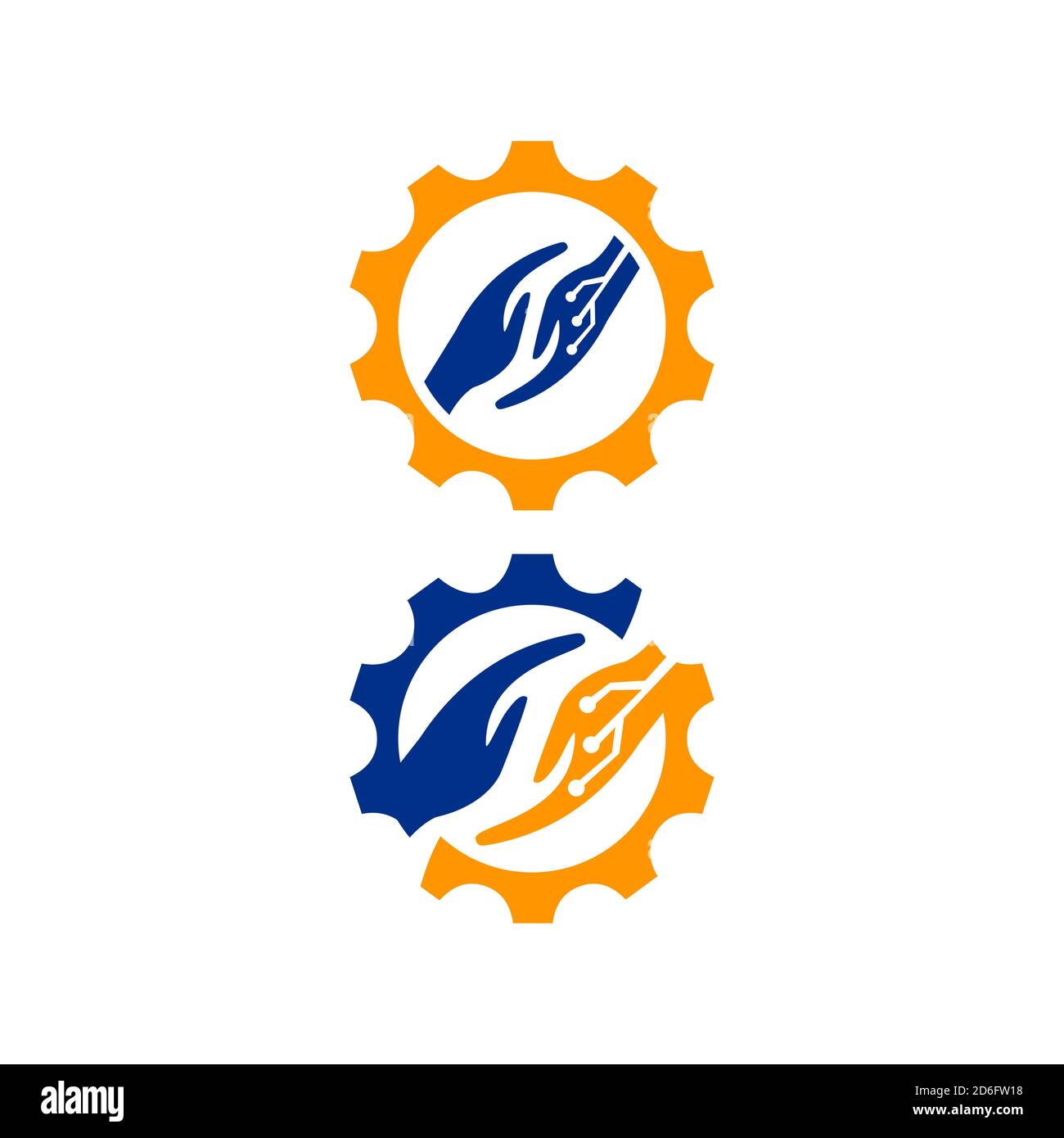 design convivial du logo de la technologie vecteur main et modèle d ...