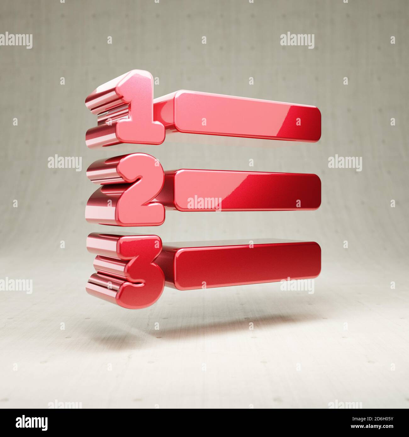 Icône liste ordonnée. Symbole de liste de commandes doré brillant isolé ...