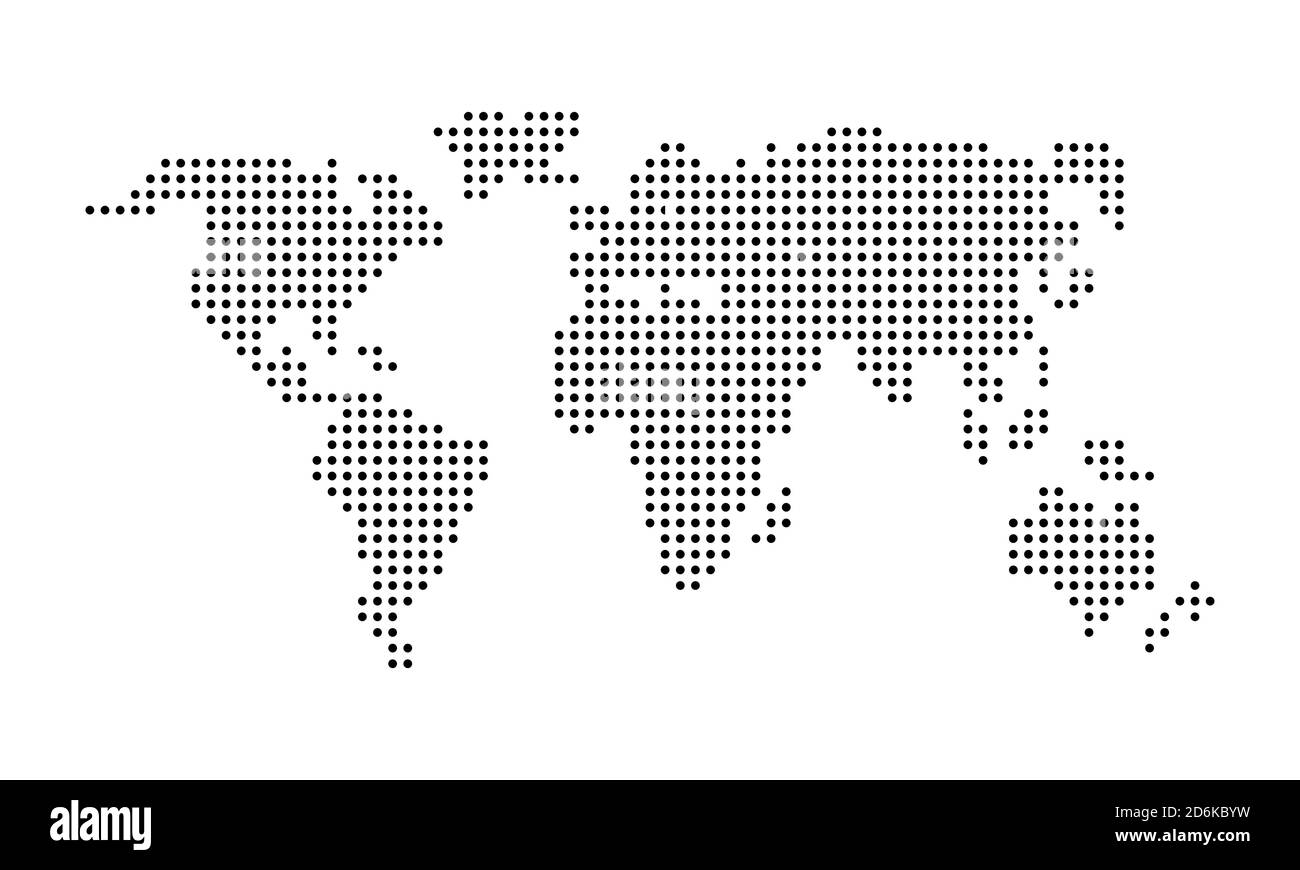 Carte du monde pixel. Carte du monde en pointillés. Vecteur sur fond ...