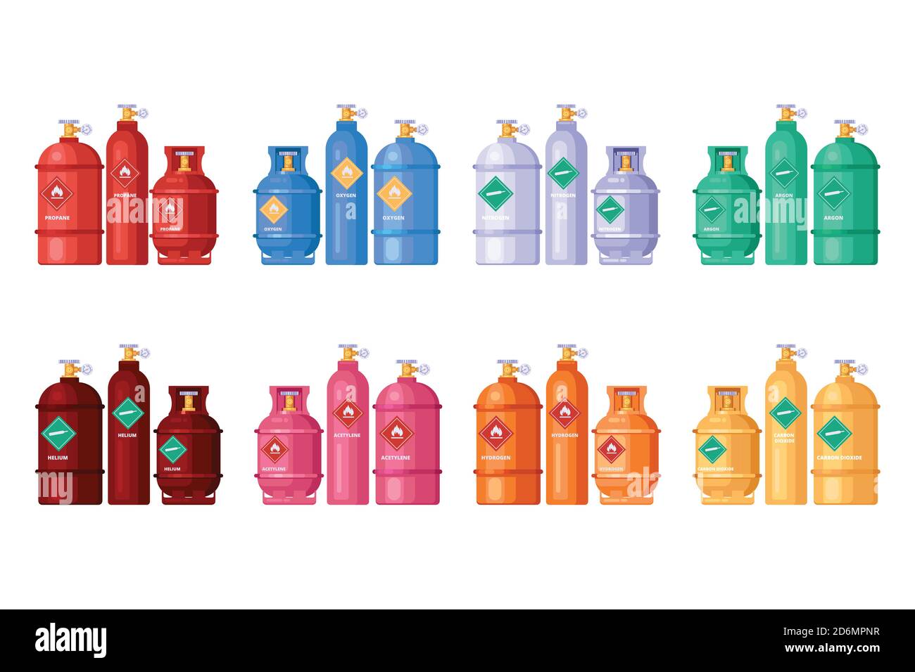 Stockage de gaz, kit de conteneurs pour bouteilles. Illustration ...