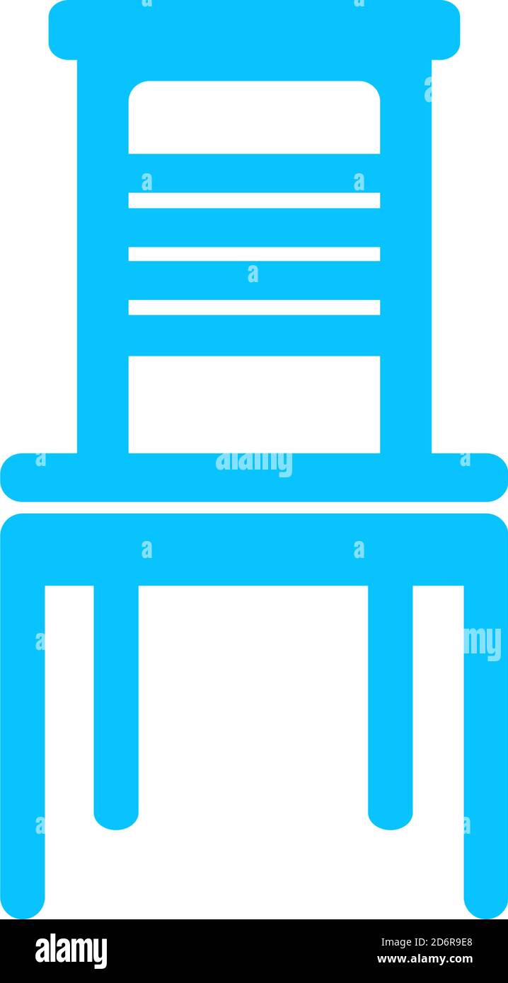 Chaise Icon plate. Pictogramme bleu sur fond blanc. Symbole d ...