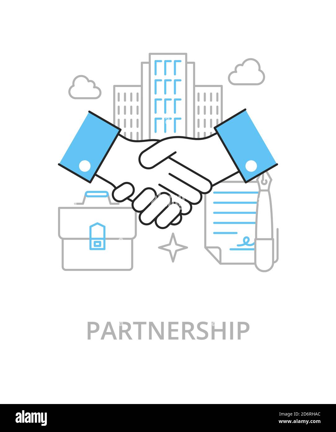 Illustration d'une ligne plate de partenariat dans un style tendance ...
