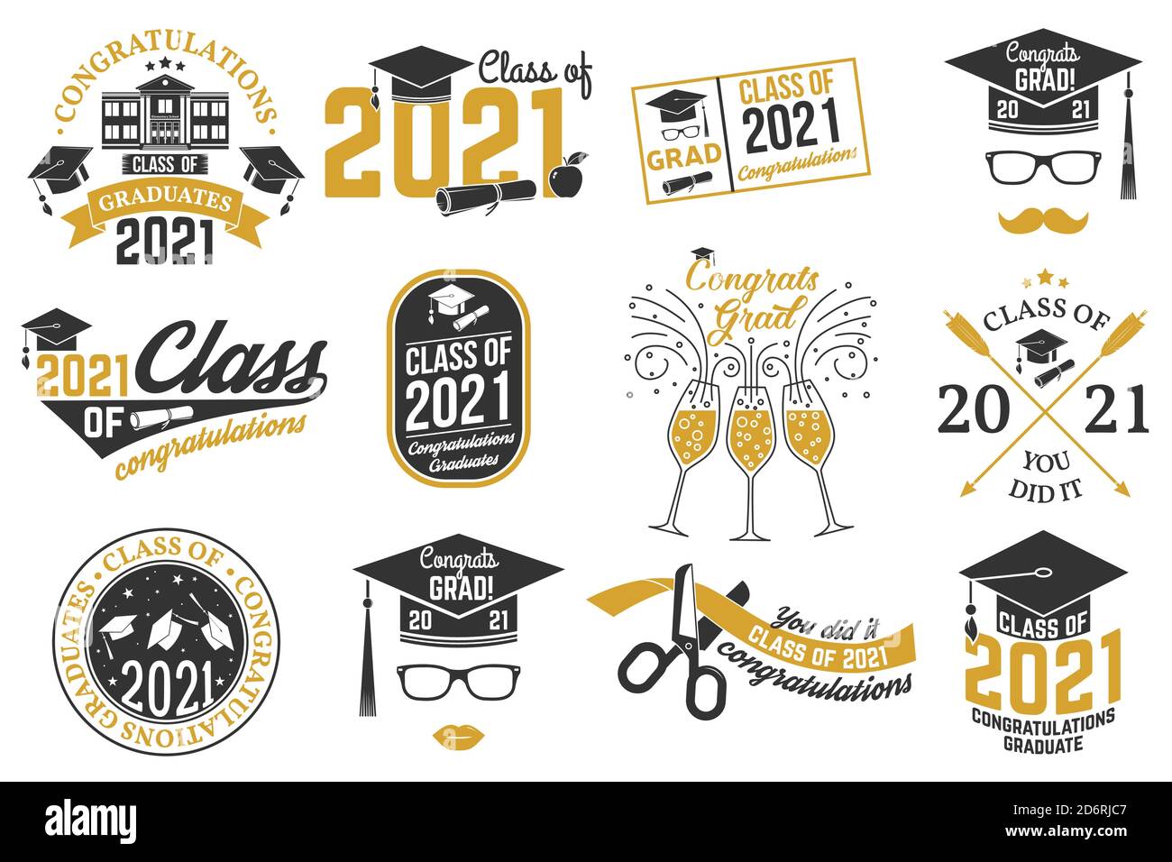 Jeu de badges Vector de classe 2021. Concept pour chemise, imprimé ...