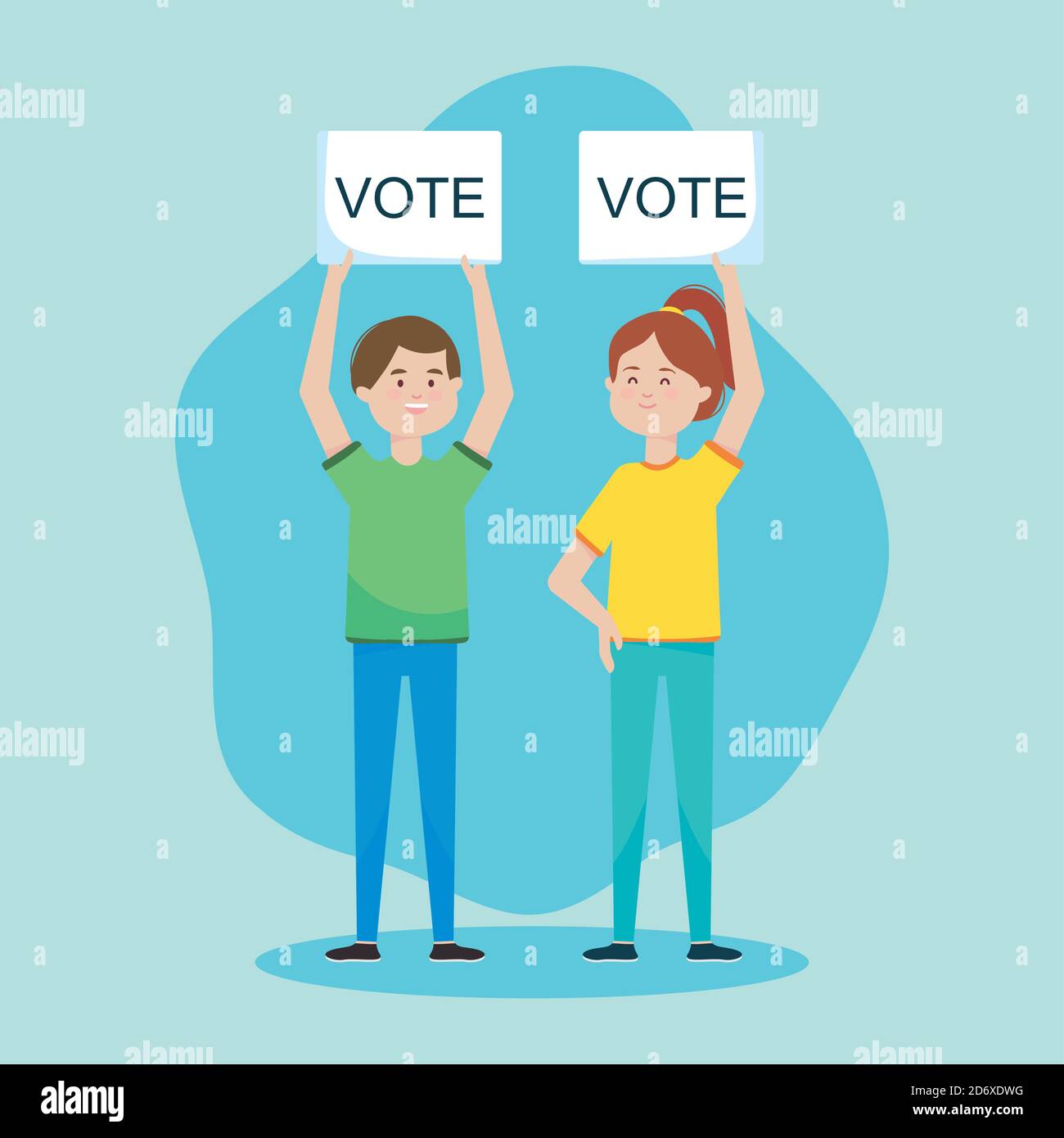 Motif du jour d'élection avec dessin animé homme heureux et femme ...