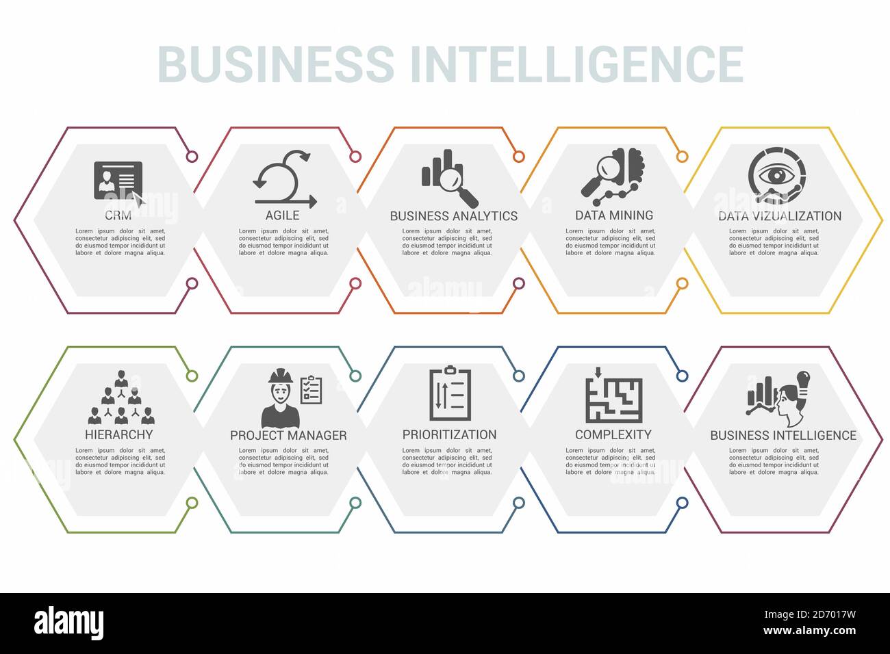 Modèle de Business Intelligence d'infographie. Icônes de différentes ...
