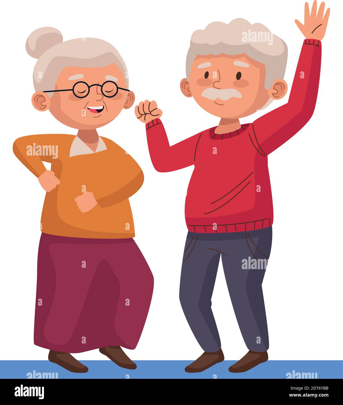 couple de personnes âgées personnages danse dessin vectoriel d ...