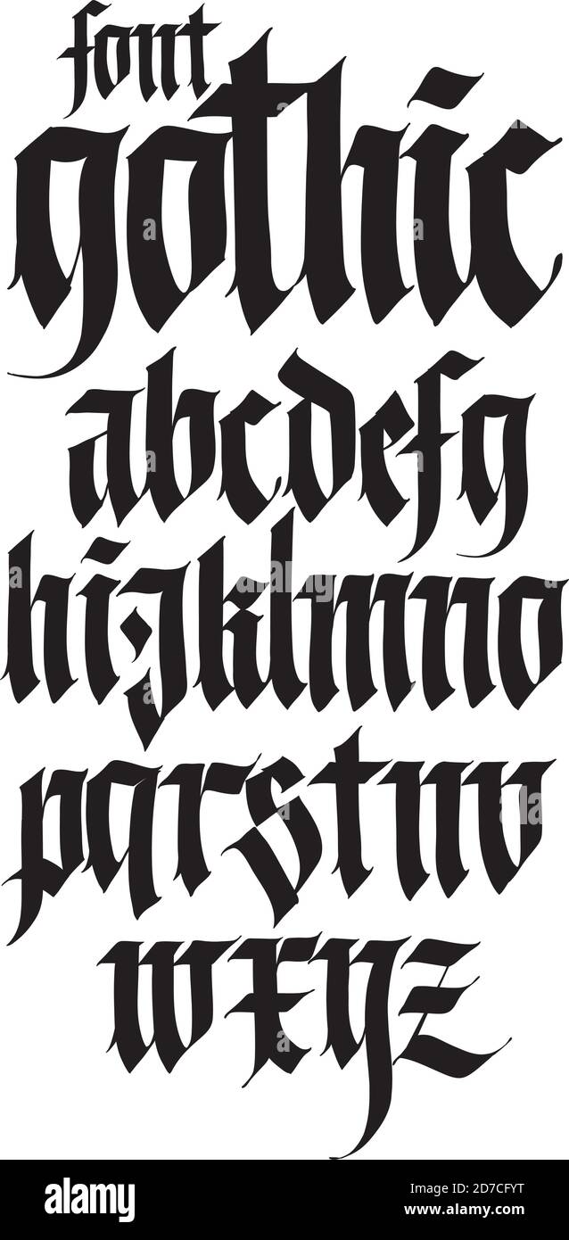 Gothique, de l'alphabet. Vector set. Police de tattoo, personnelle et à ...