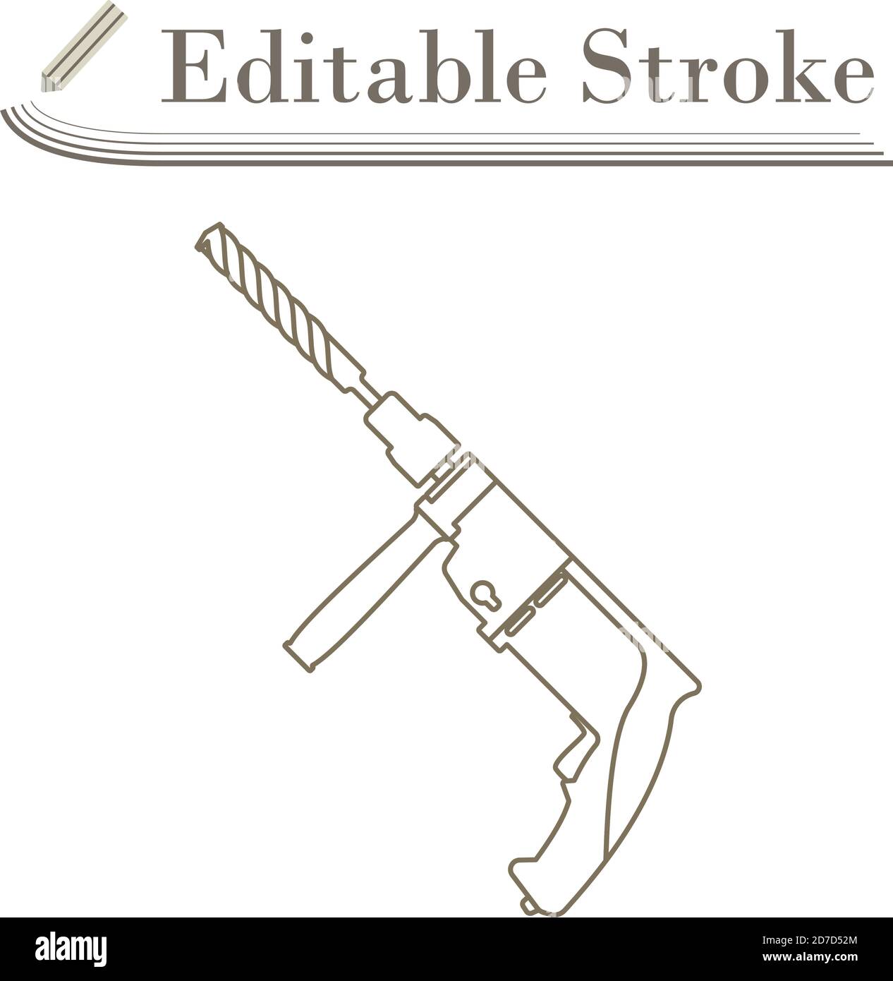 Icône du perforateur électrique. Dessin simple de contour modifiable ...