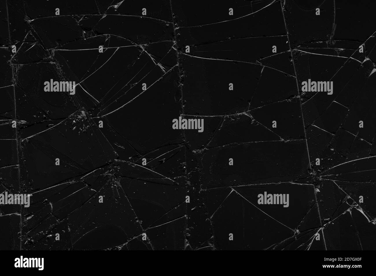Fond noir de texture de verre craquelée. Fissure sur la vitre. Écran ...