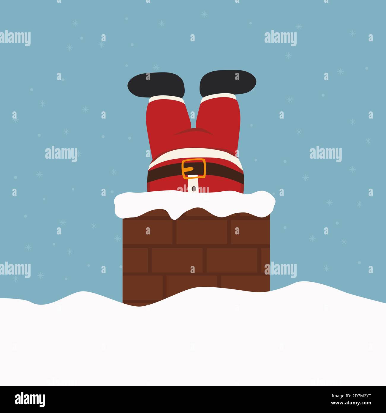 Le Père Noël est coincé dans la cheminée sur le toit. Concept Noël et ...