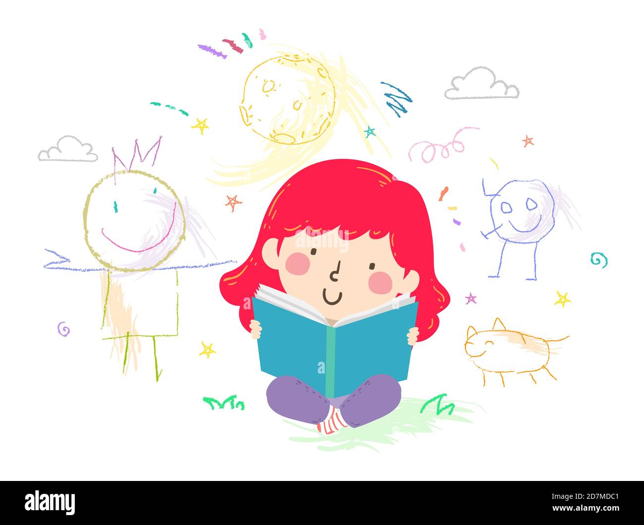 Dessin enfant lire un livre Banque de photographies et d’images à haute ...