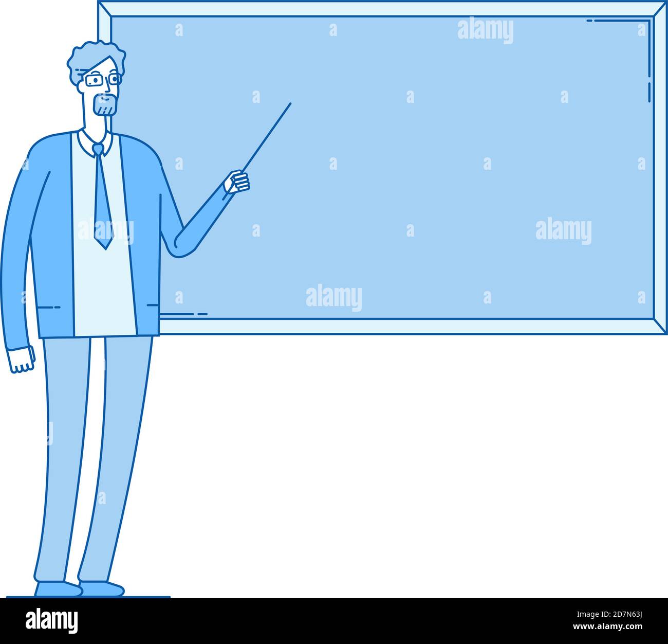 Professeur au tableau noir. Jeune homme professeur enseignant dans l ...