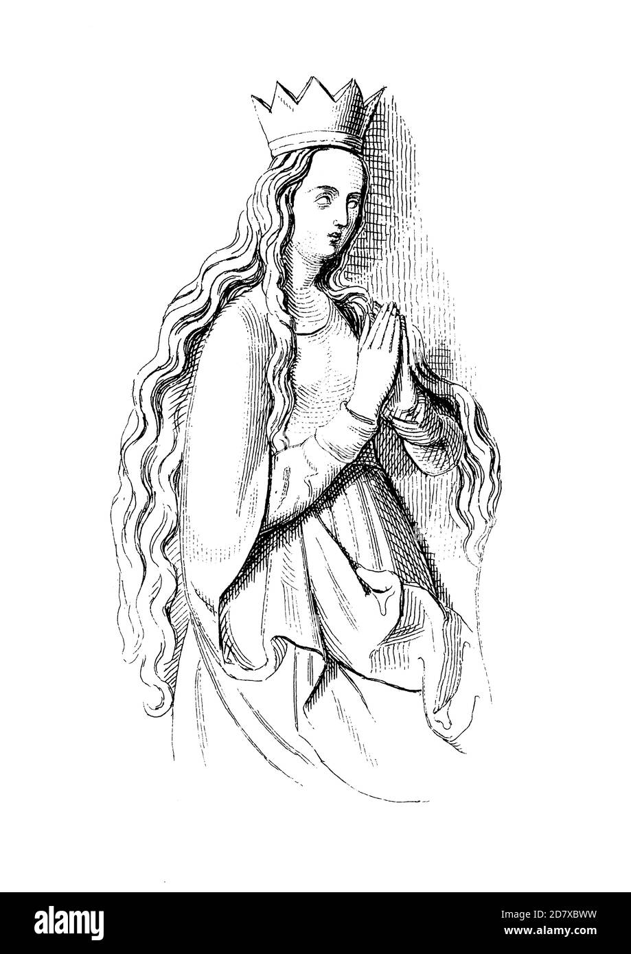 Illustration antique représentant la sculpture de la Vierge Marie par ...