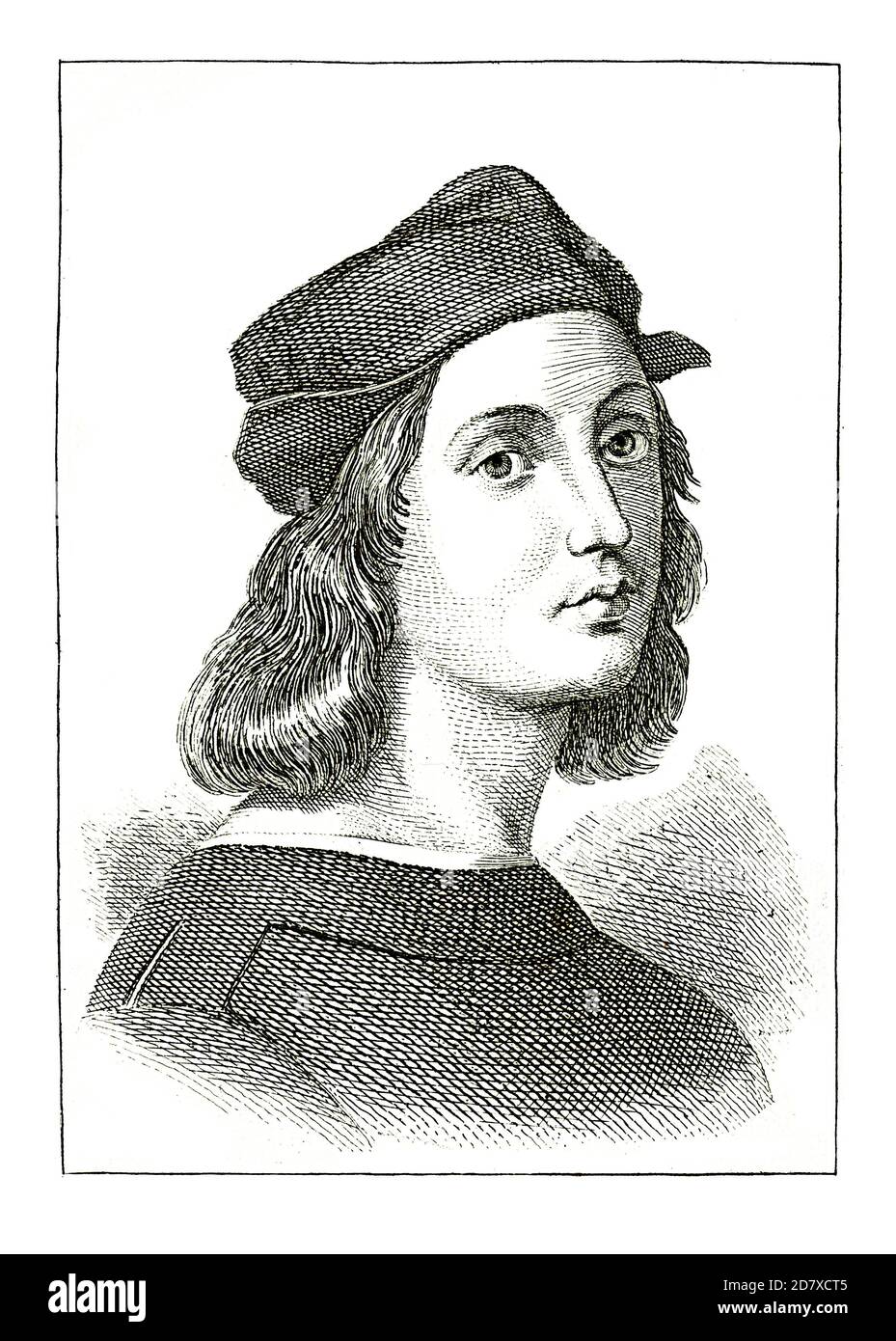 Illustration antique du XIXe siècle représentant l'autoportrait de ...