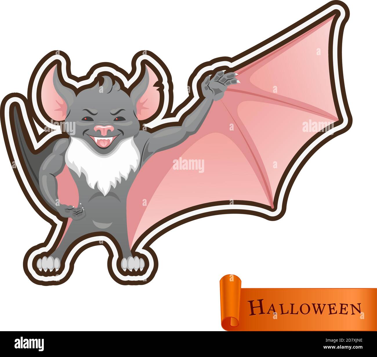 Caricature drôle de personnage de Bat avec bannière - Halloween ...