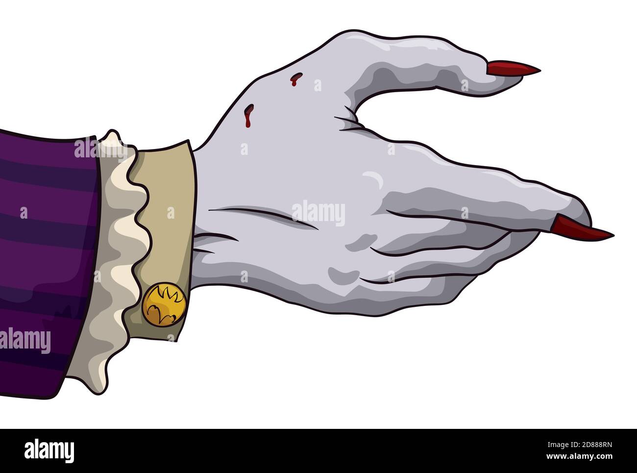 Vampire isolé prolongeant sa main avec des marques de morsure et une ...