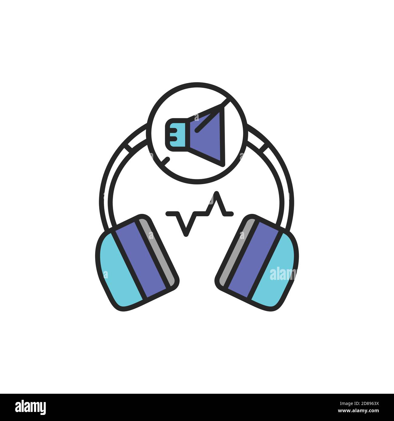 Icône de couleur de casque à réduction de bruit. Pictogramme pour page ...