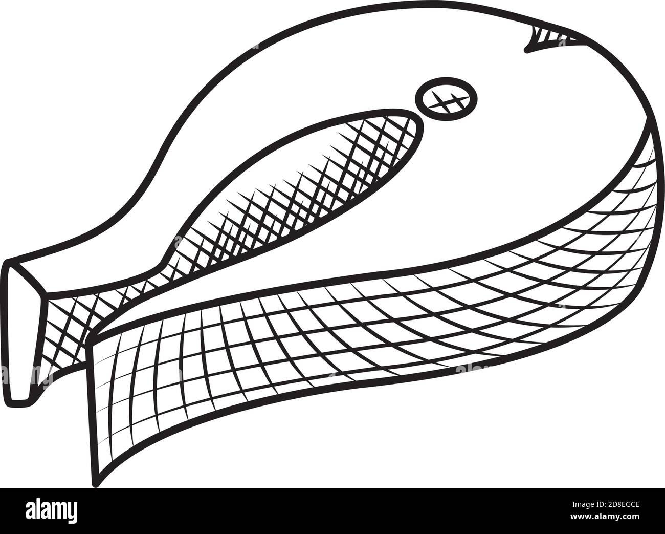 icône de filet de poisson sur fond blanc, style de dessin à la main ...