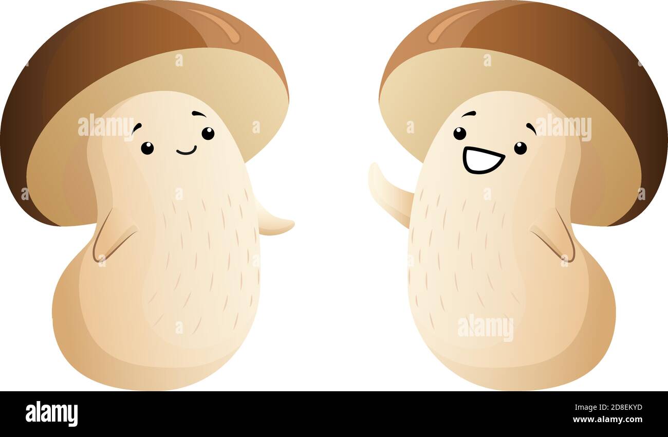 Personnages champignons. Collection kawaii vecteur isolé sur fond blanc ...