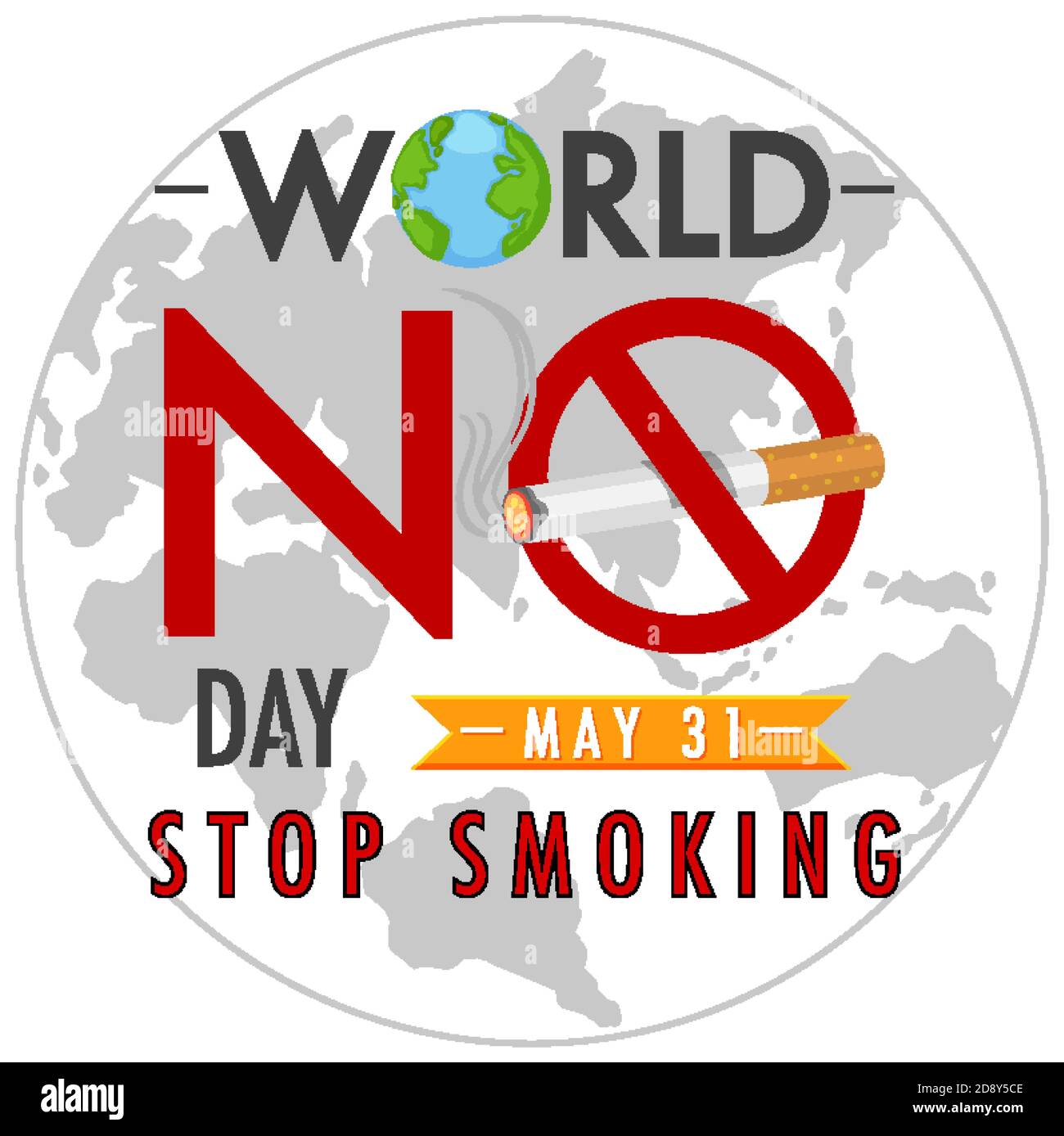 Logo de la Journée mondiale du tabac sans tabac avec l'arrêt interdit ...