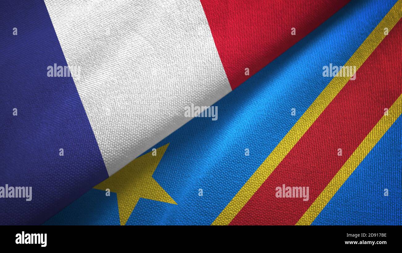 France et Congo République démocratique du Congo deux drapeaux tissu ...