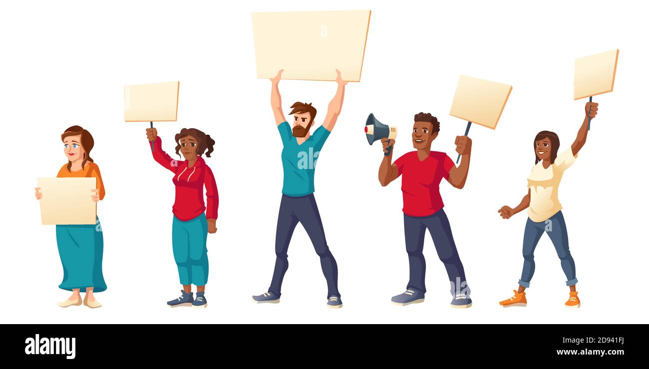 Des gens frappent, des hommes et des femmes en colère avec des ...