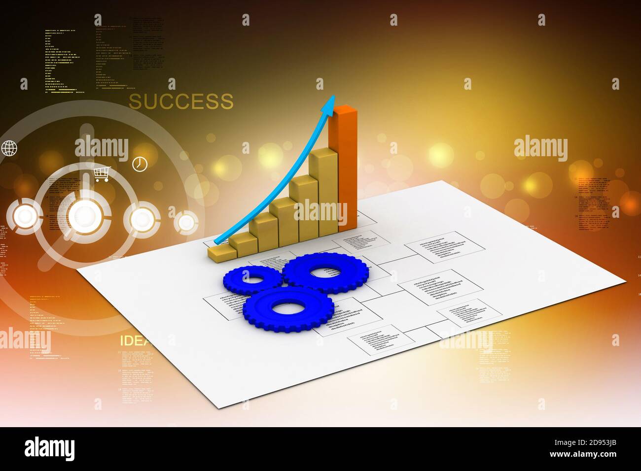 Tableau de flux avec des engrenages et graphique Photo Stock - Alamy
