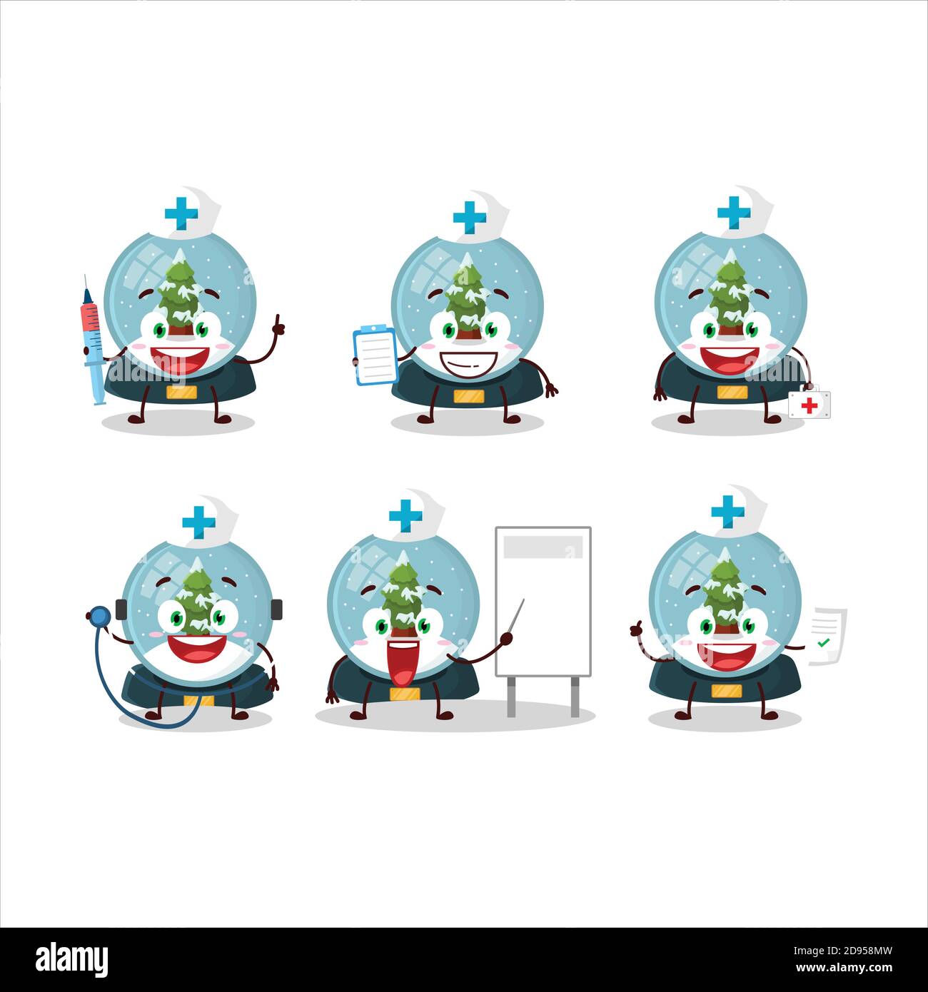 Émoticône de profession de docteur avec boule de neige avec personnage ...