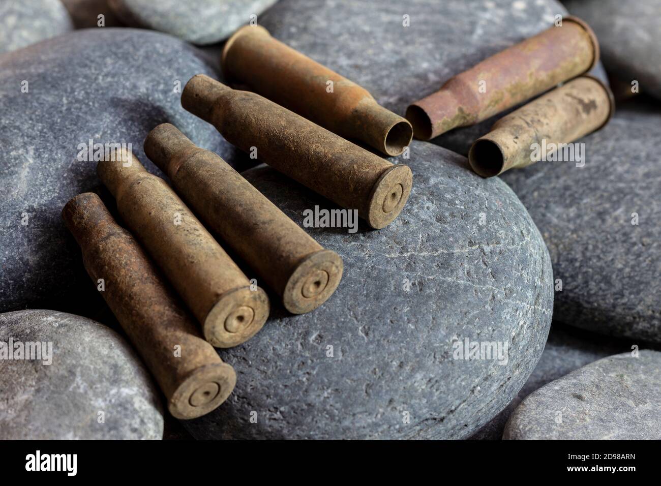 Excavations de cartouches usagées du fusil Mosin de la première Guerre ...