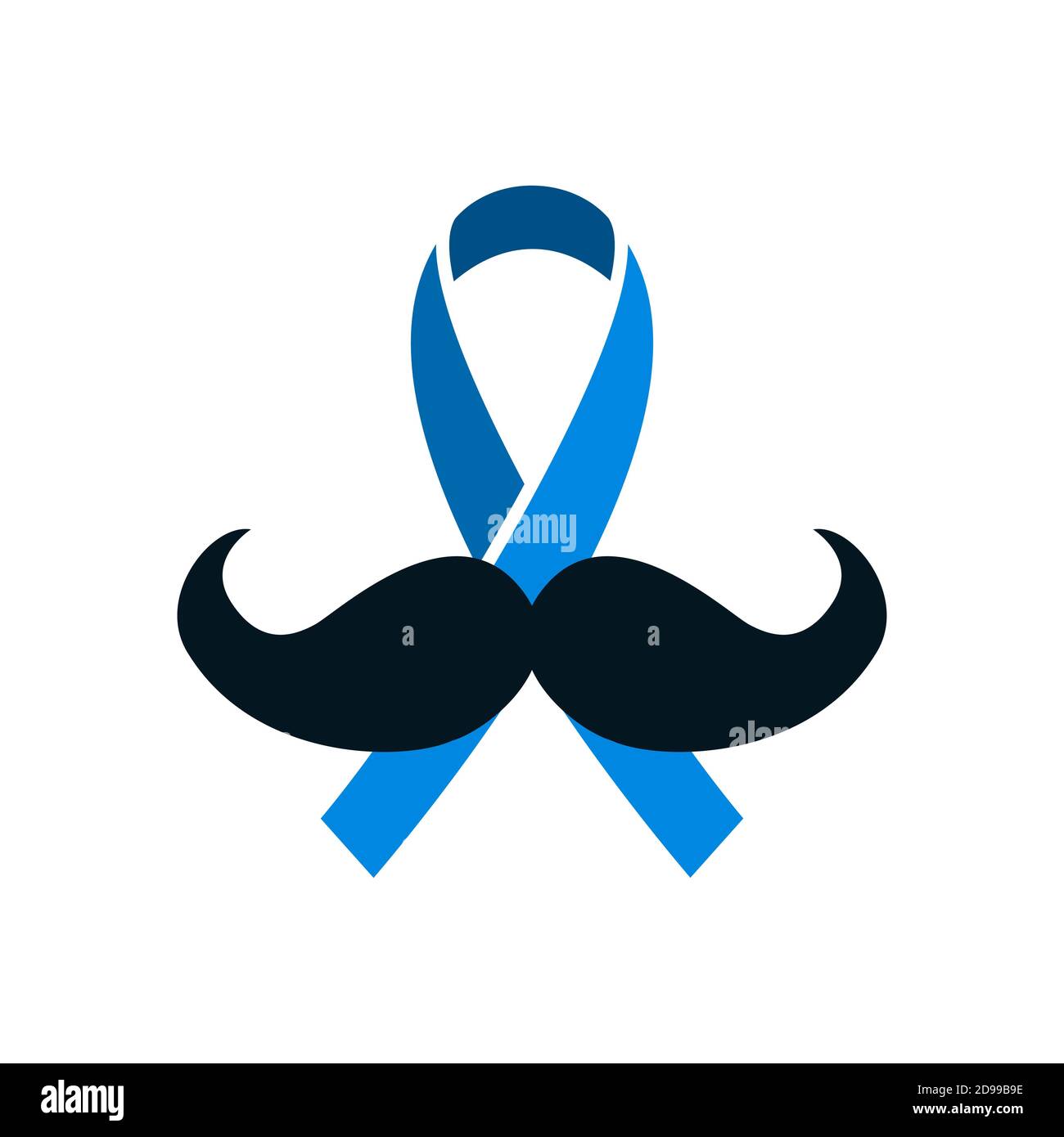 Ruban bleu cancer de la prostate avec moustache plate. Symbole du mois de sensibilisation de ...