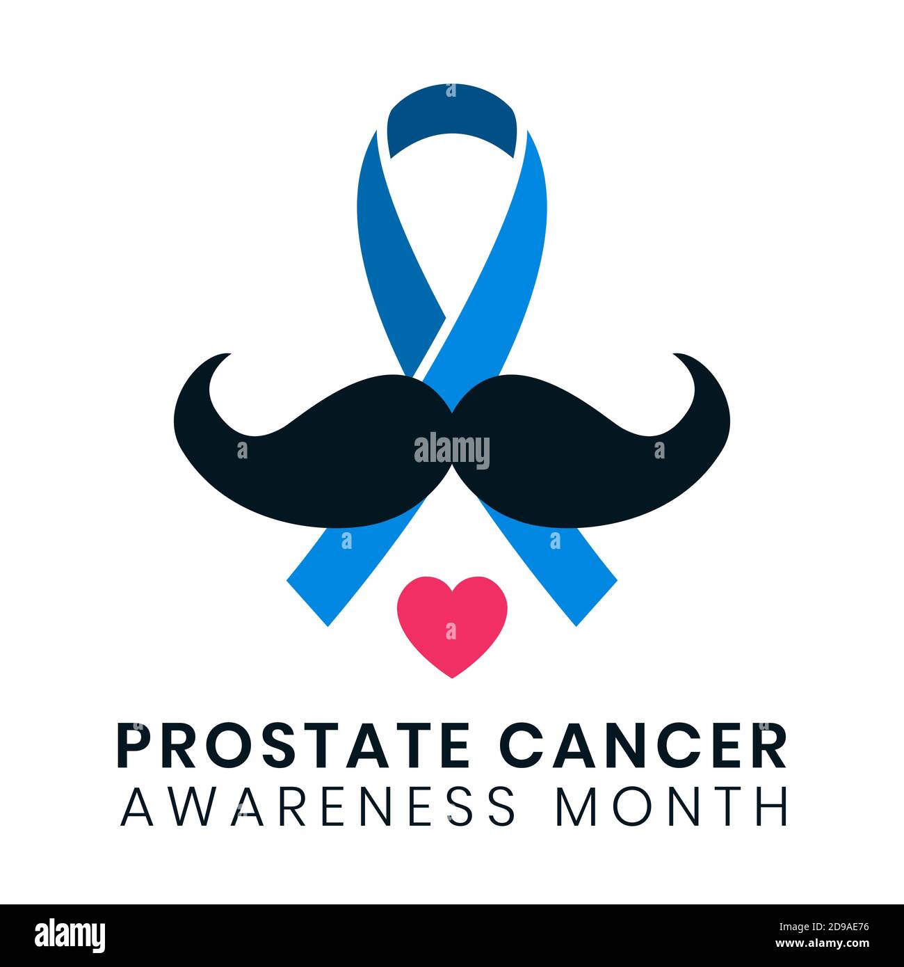 Ruban bleu cancer de la prostate avec moustache plate. Symbole du mois de sensibilisation de ...